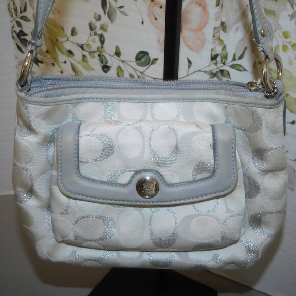 Coach | Bags | Coach Mini Bag Silver On Gray | Poshmark